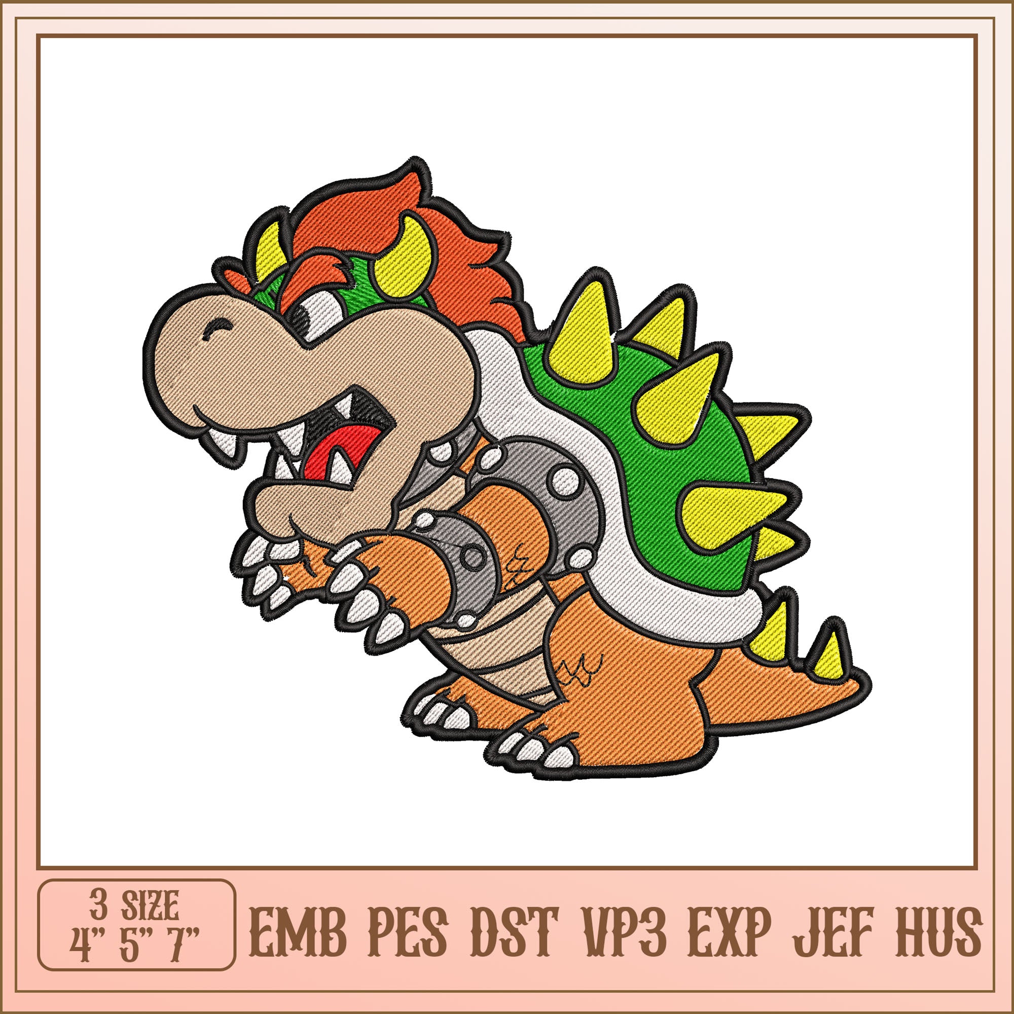 Bowser Embroidery Design 3 Sizes – svg files for cricut