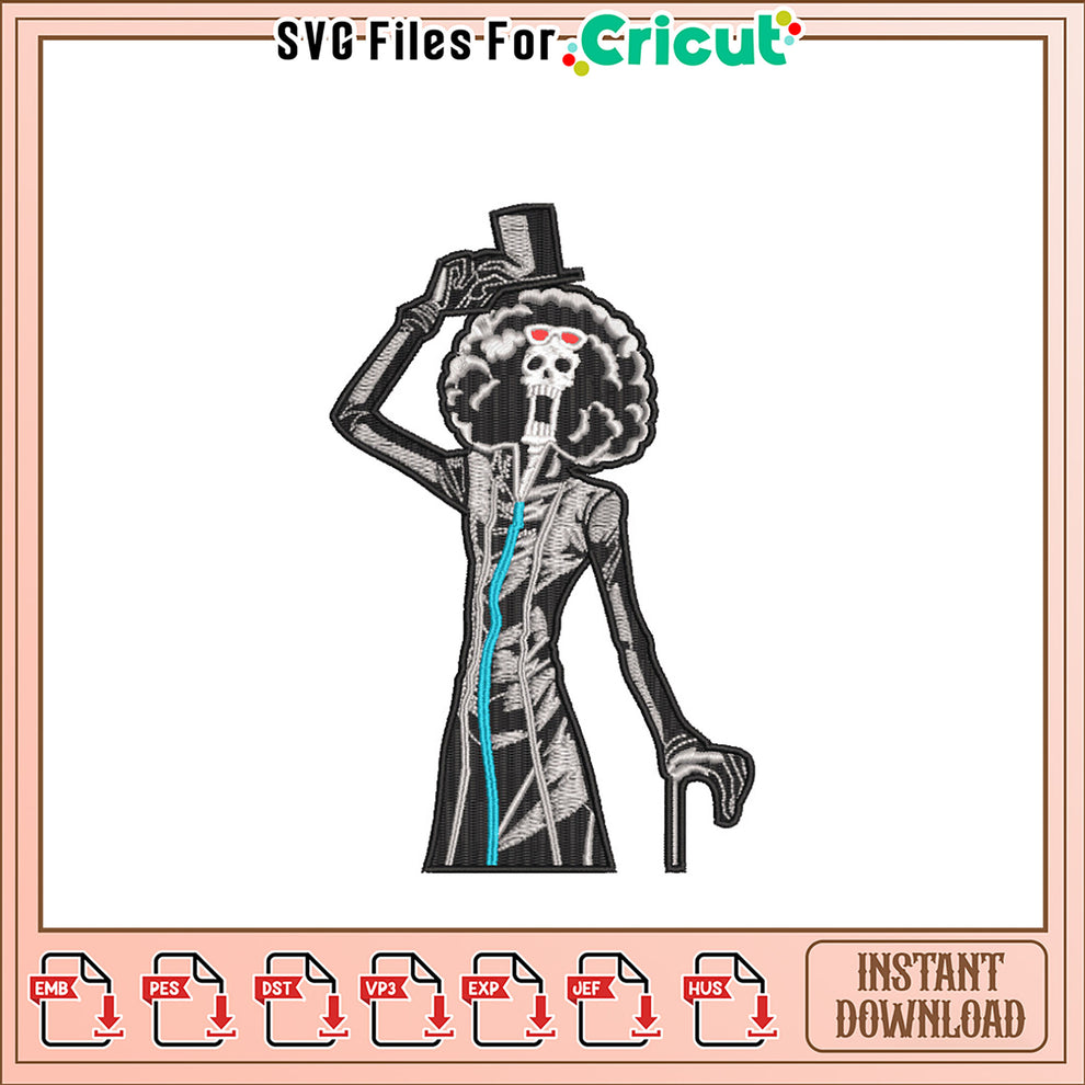 Brook Skeleton Embroidery Design Instant Download – svg files for cricut