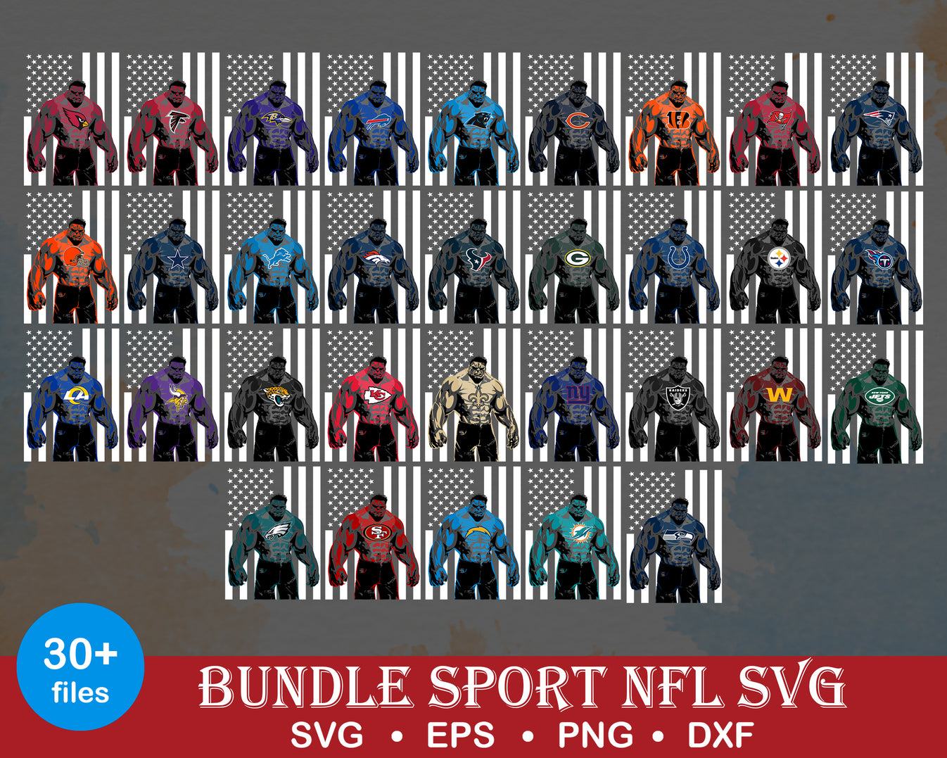 Logo nfl hulk flag design bundle svg, nfl football team logo svg – svg ...
