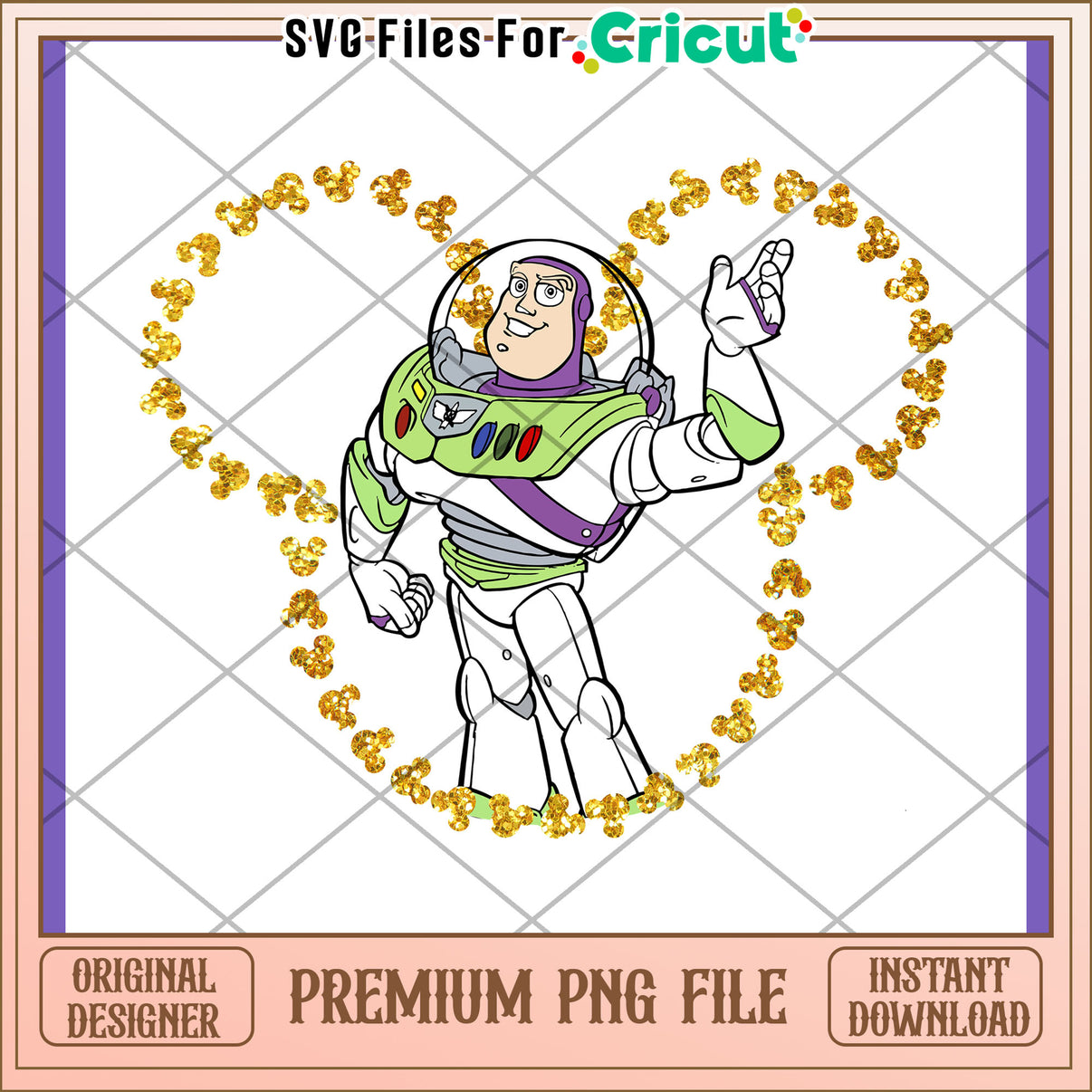 Buzz Lightyear PNG Gold Mickey Heart – svg files for cricut