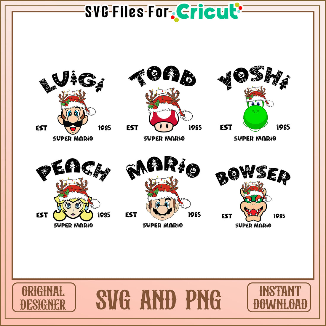 Mario characters est christmas bundle svg, mario christmas svg – svg ...
