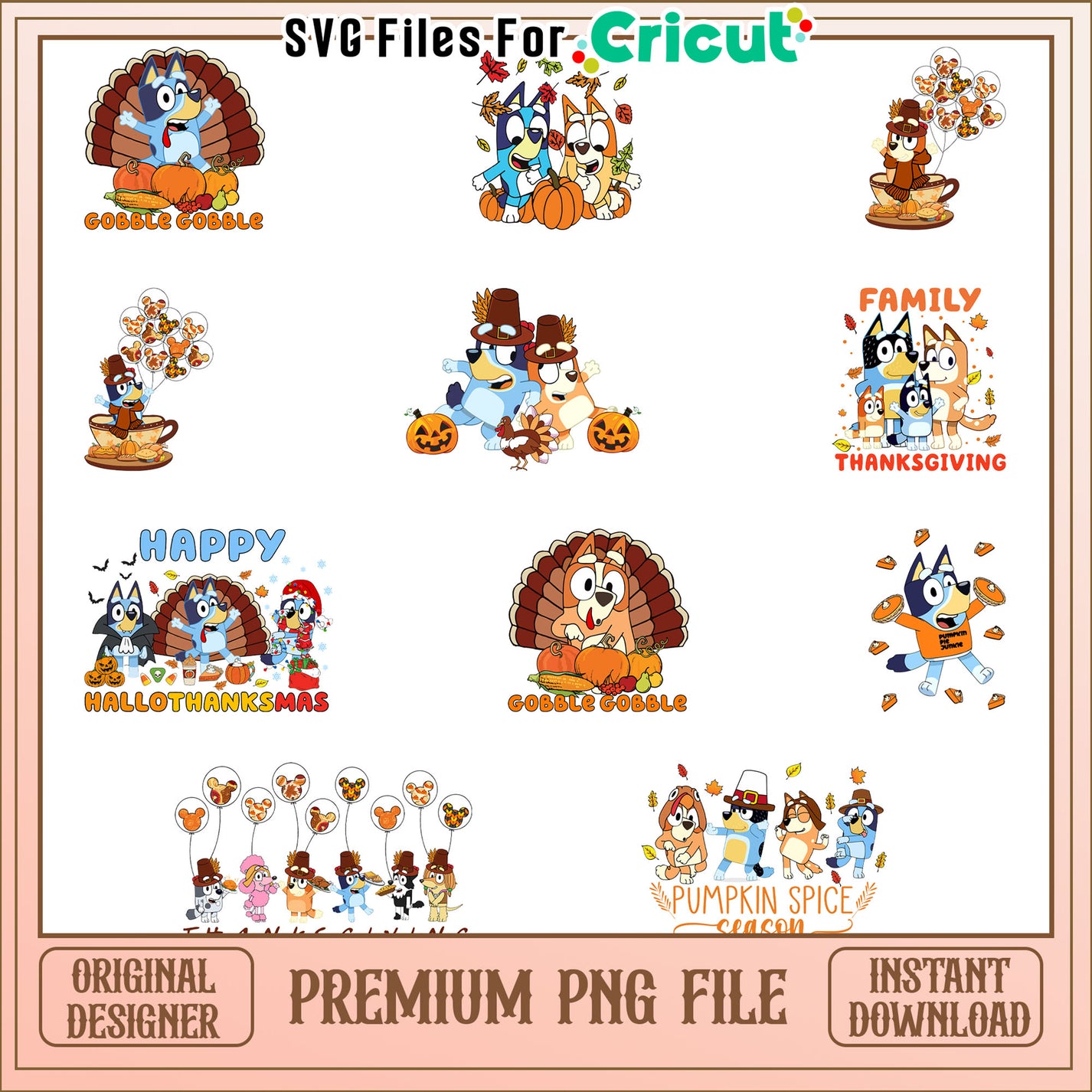 Bluey family thanksgiving design bundle png, bluey fall png – svg files ...
