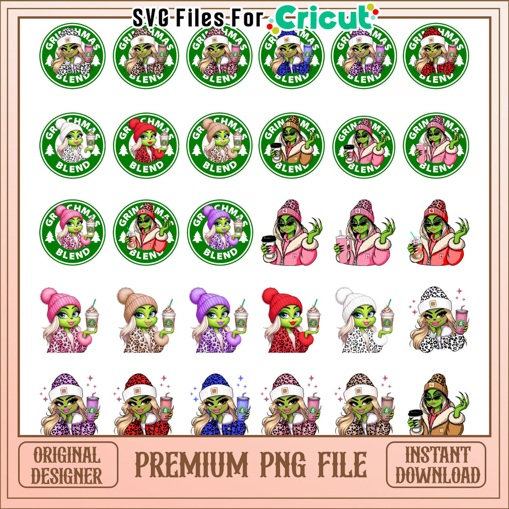 Logo grinches blend bundle png, grinch drink coffee png – svg files for ...