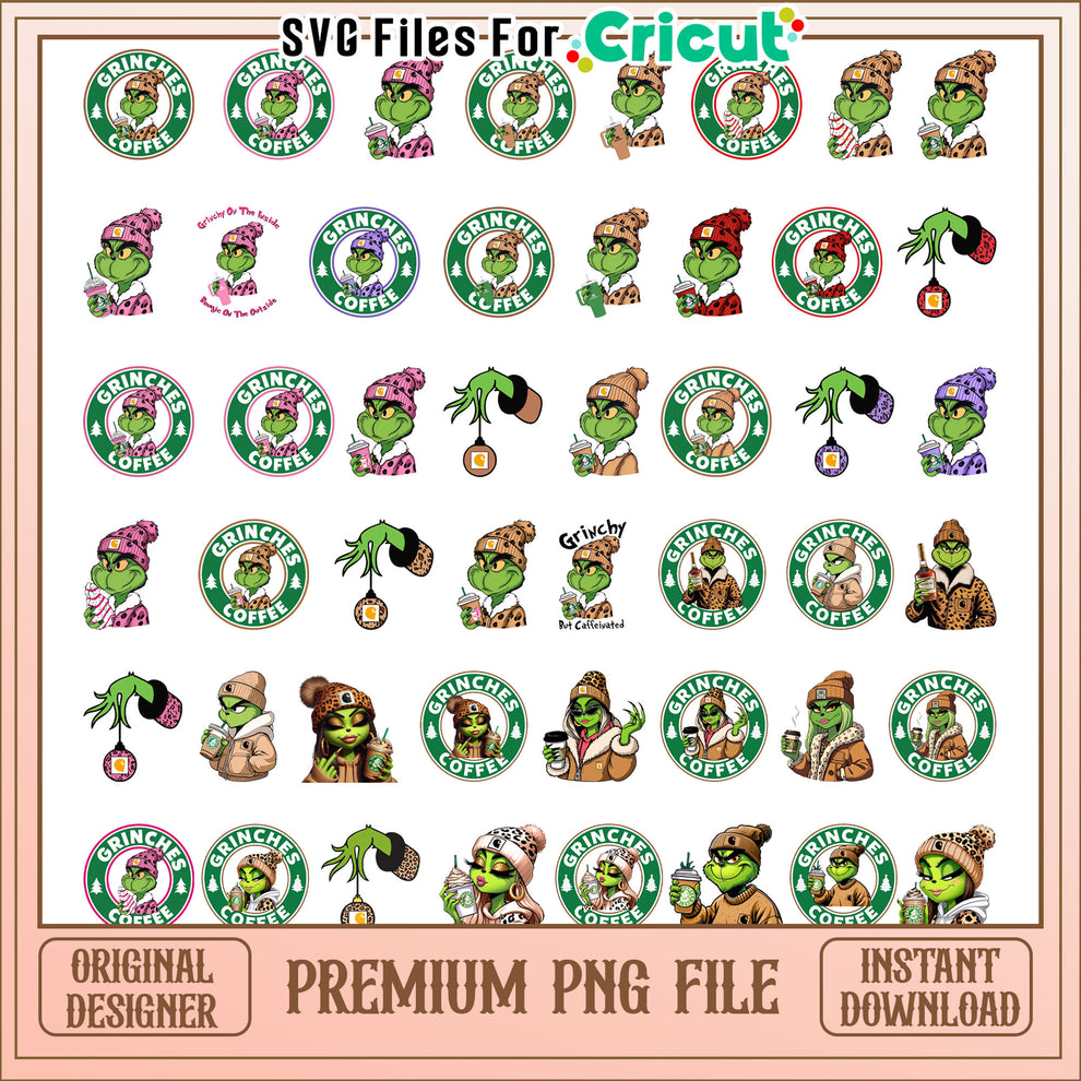 leopard grinches coffee logo bundle png, grinch coffee png – svg files ...