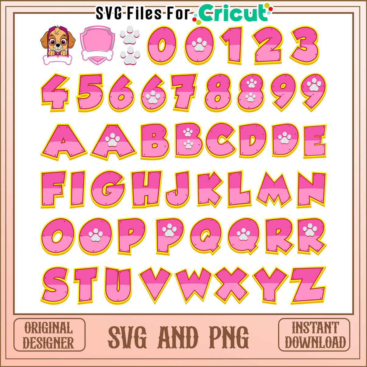 Skye paw patrol font bundle design svg, paw patrol skye cartoon svg ...