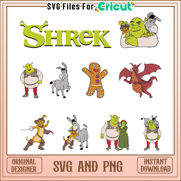 Shrek characters bundle design svg, shrek the cartoon svg – svg files ...