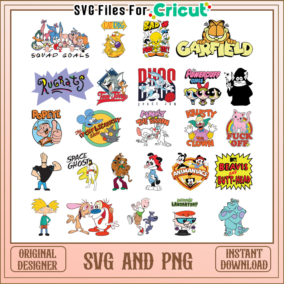 Popular cartoons design bundle svg, cartoon characters svg – svg files ...