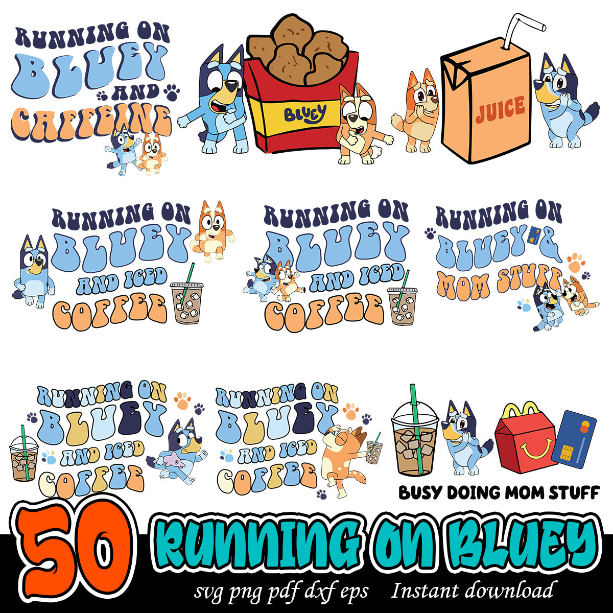 Running On Bluey bundle, Bluey cartoon svg bundle – svg files for cricut