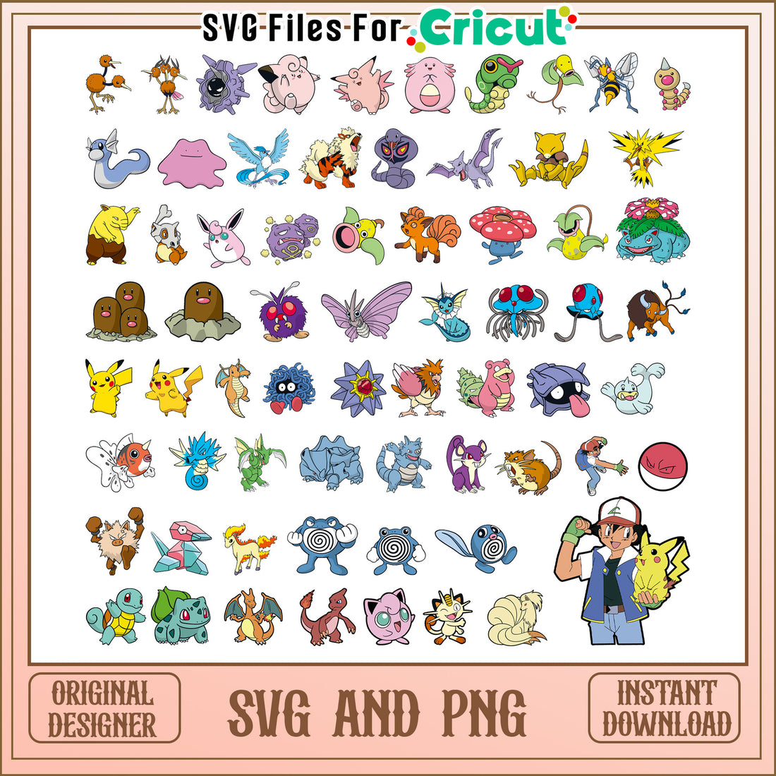 Ash ketchum with best bundle design svg, pokemon cartoon svg – svg ...