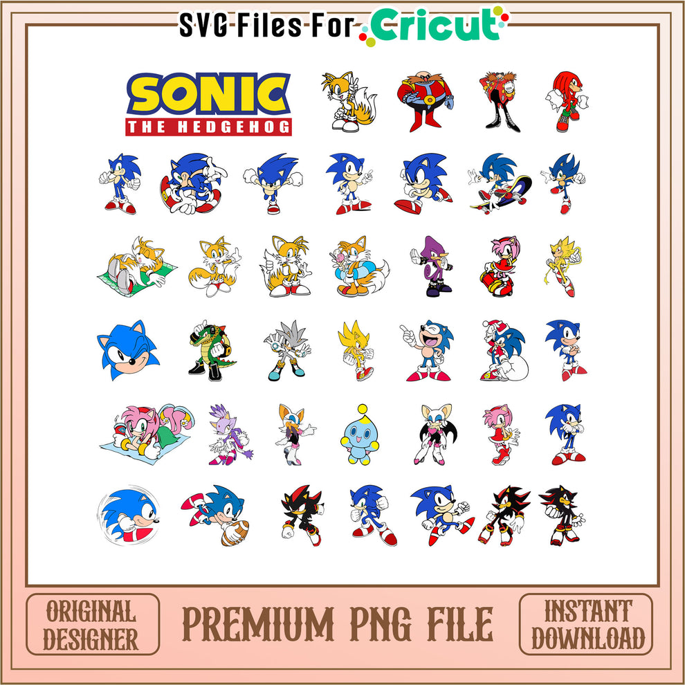 Sonic cartoon characters bundle png, Sonic the hedgehog png – svg files ...