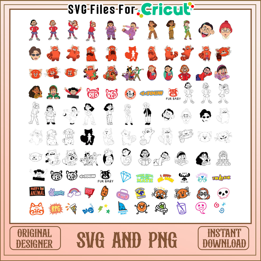 Turning red cartoon characters svg bundle, turning red svg – svg files ...