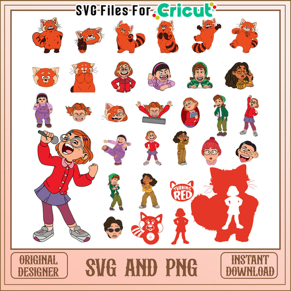 Turning red characters svg bundle, turning red cartoon svg – svg files ...