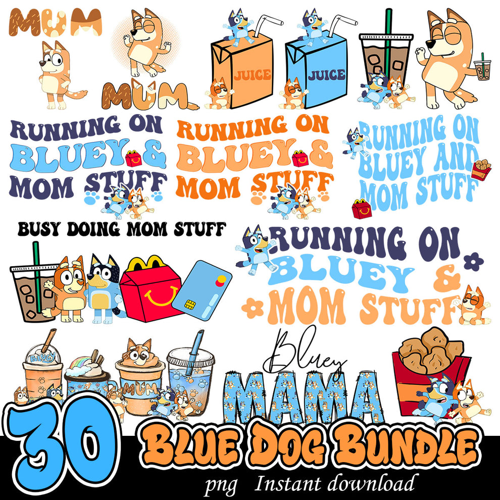 Bluey Dog Bundle Png, Bluey running on mom stuff bundle – svg files for ...