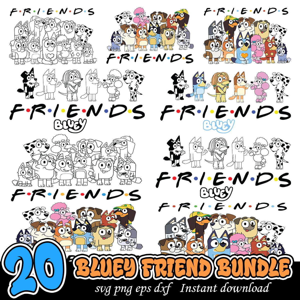 Bluey friends Bundle Svg, Bluey cartoon svg bundle – svg files for cricut