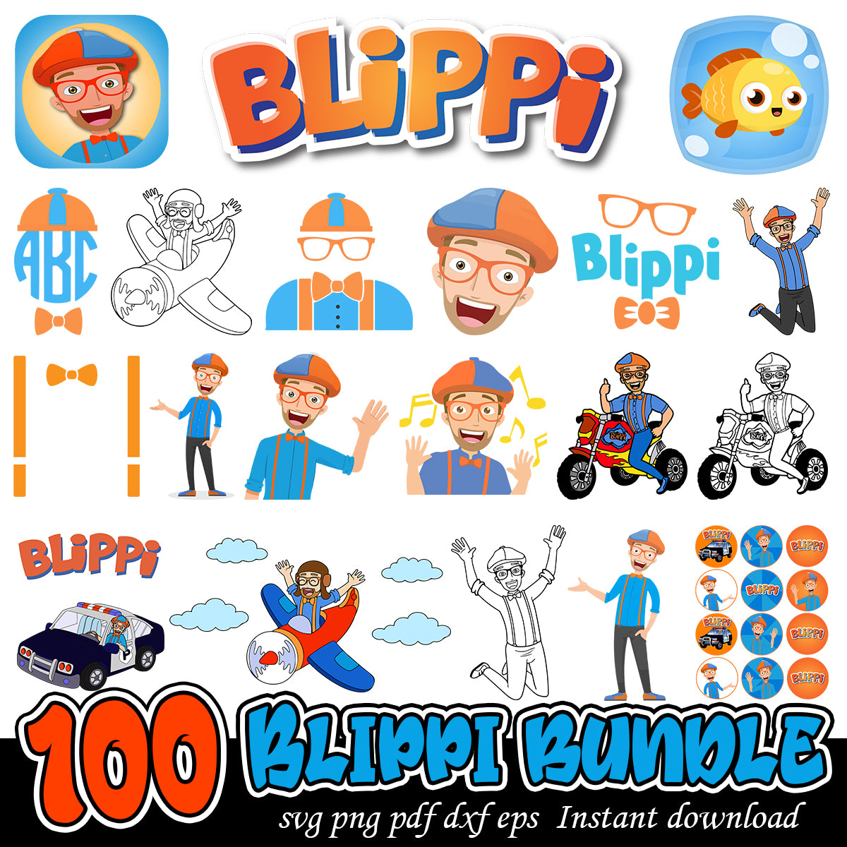 Blippi bundle svg, Blippi characters svg bundle – svg files for cricut