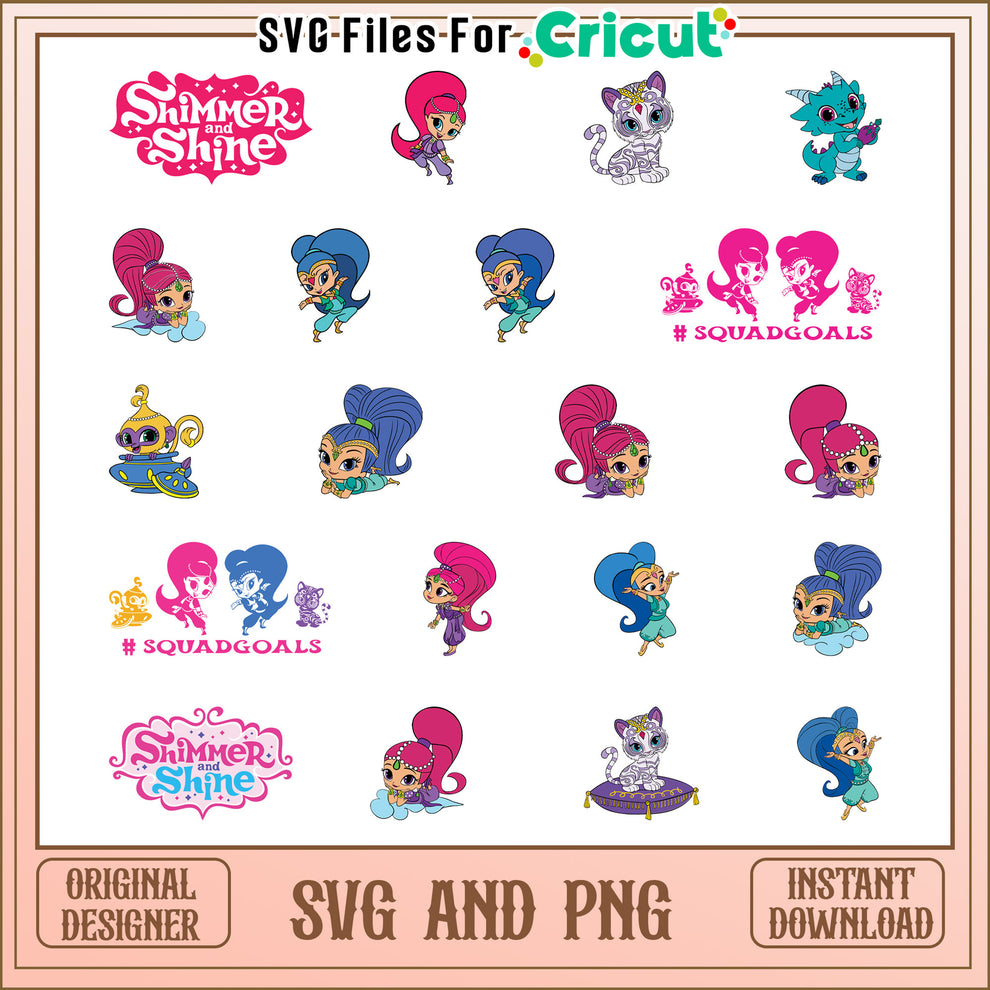 Shimmer and shine bundle design svg, shimmer and shine characters svg ...
