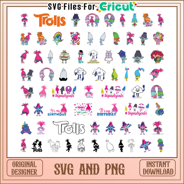 Trolls cartoon bundle design svg, trolls characters svg – svg files for ...