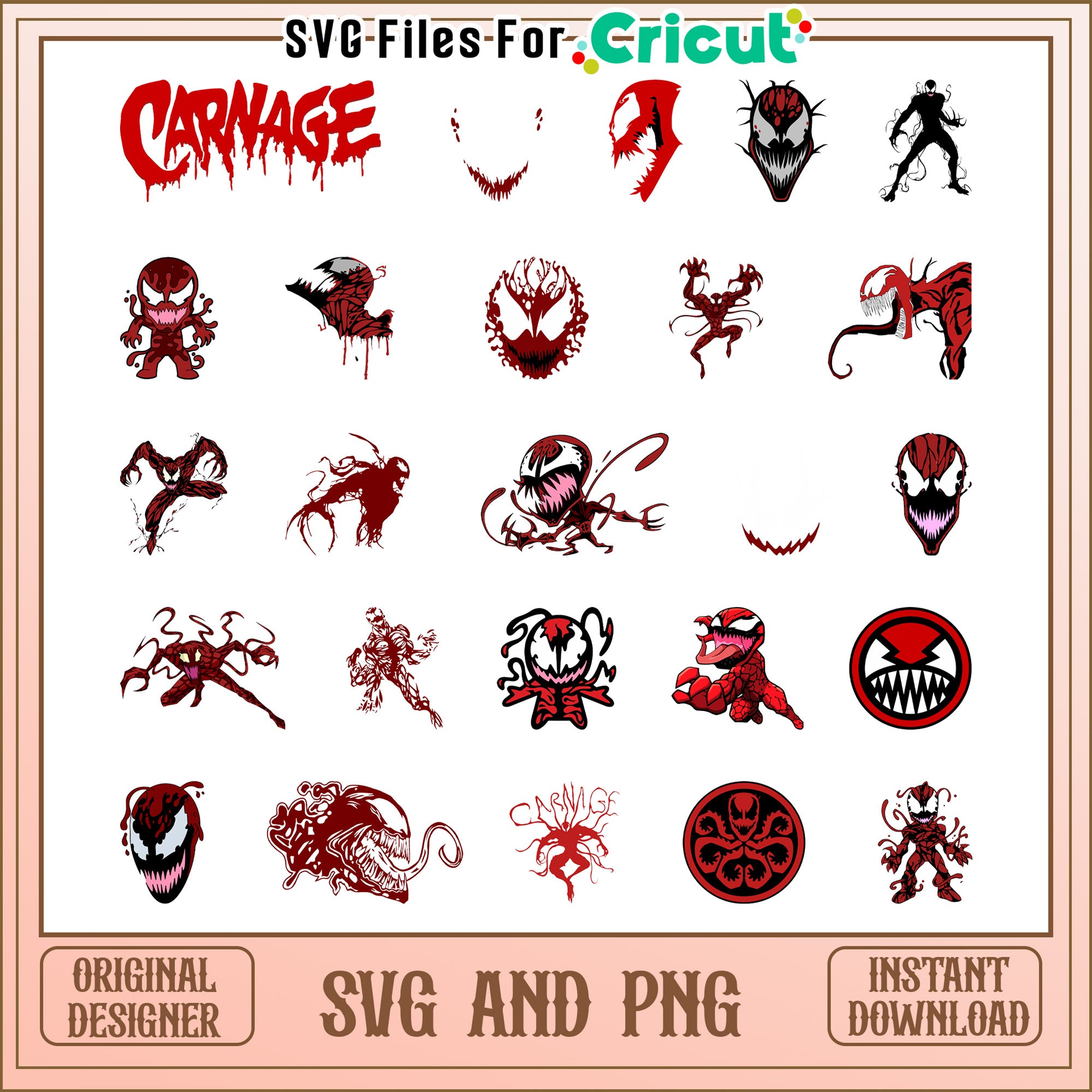 Carnage chibi bundle svg, carnage spiderman svg, carnage venom svg ...