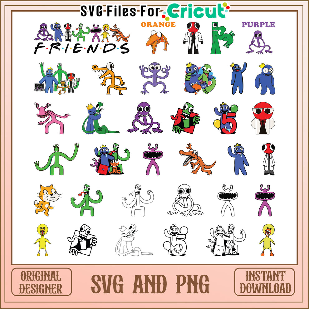 Rainbow friends characters bundle svg, rainbow friends svg – svg files ...