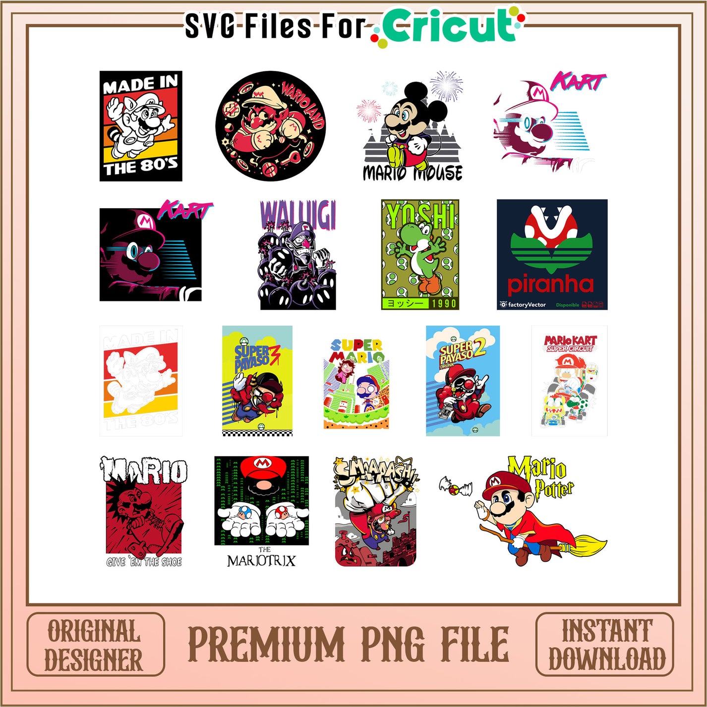Super mario cosplay cartoon bundle png, super mario png – svg files for ...