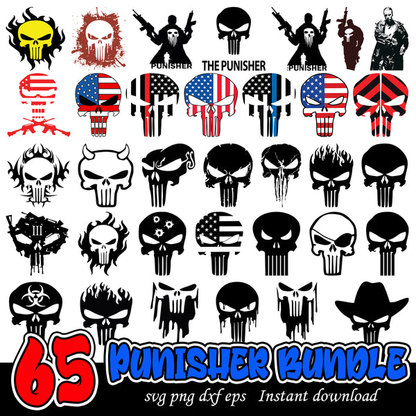 Punisher svg bundle, Punisher skull art svg bundle – svg files for cricut