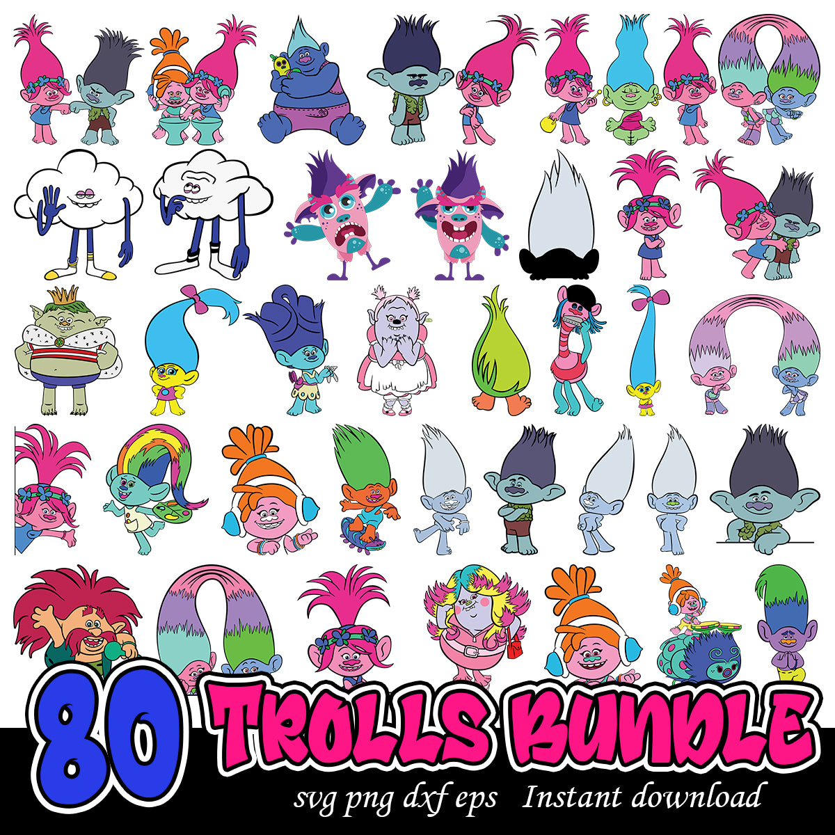 Trolls SVG Bundle, Trolls cartoon art svg bundle – svg files for cricut