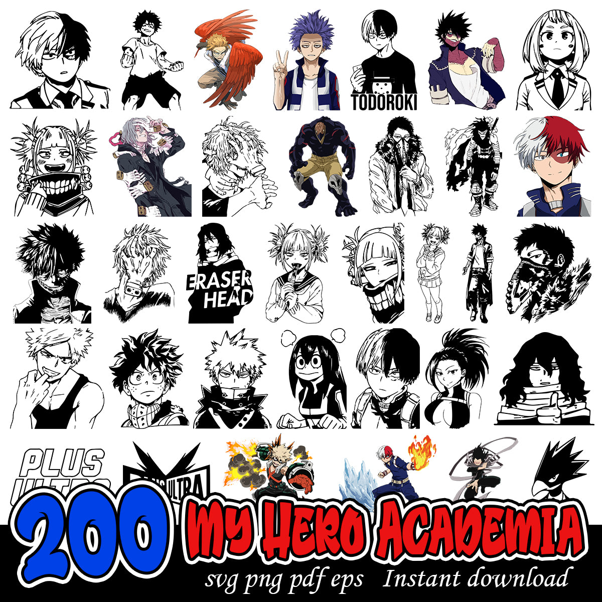 My Hero Academia svg bundle, Anime movies bundle – svg files for cricut
