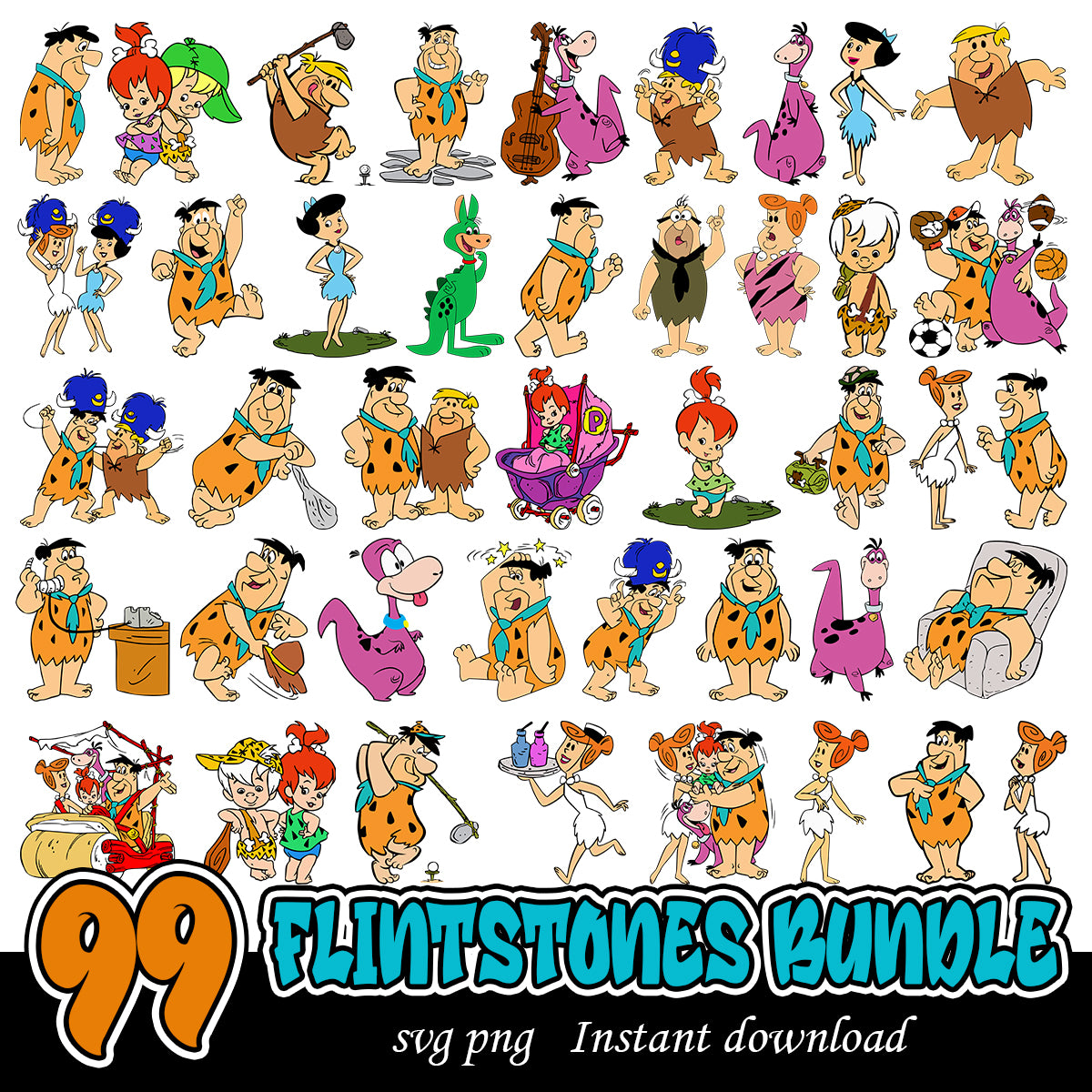 Flintstones Svg bundle, Flintstones cartoon art bundle – svg files for ...