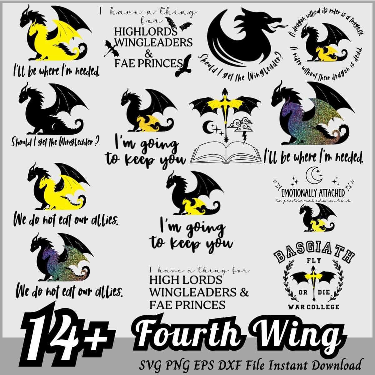 Fourth Wing Bundle SVG PNG DXF EPS, Fourth Wing novel bundle – svg ...