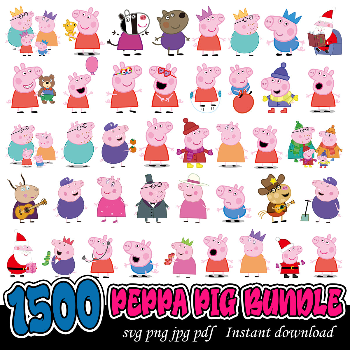 Peppa Pig art Bundle, Peppa Pig cartoon bundle – svg files for cricut