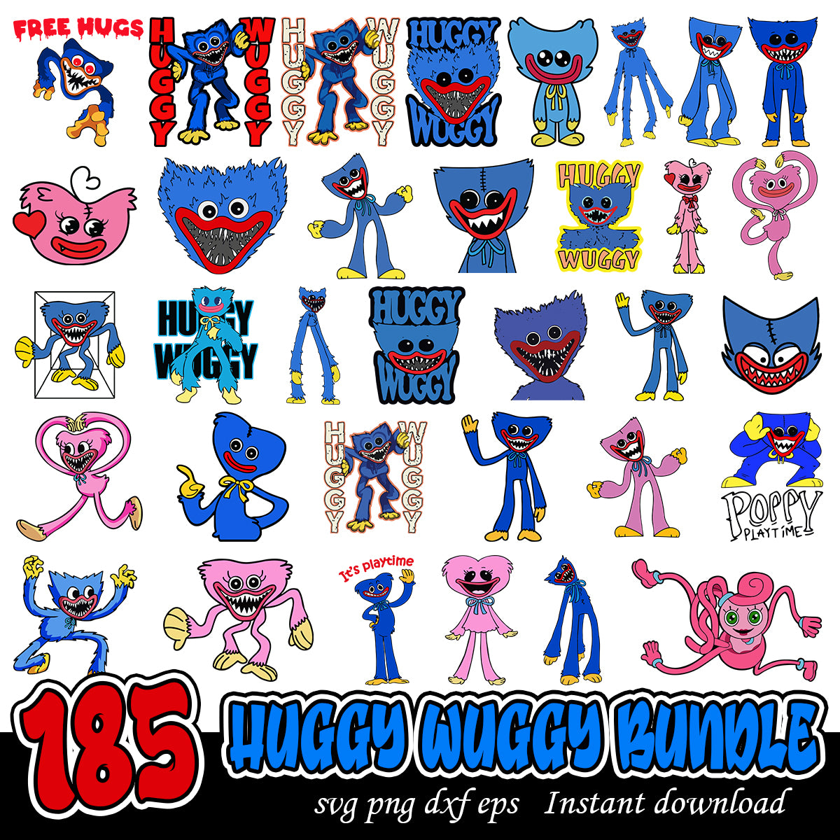 Huggy Wuggy bundle svg, Poppy playtime characters bundle – svg files ...
