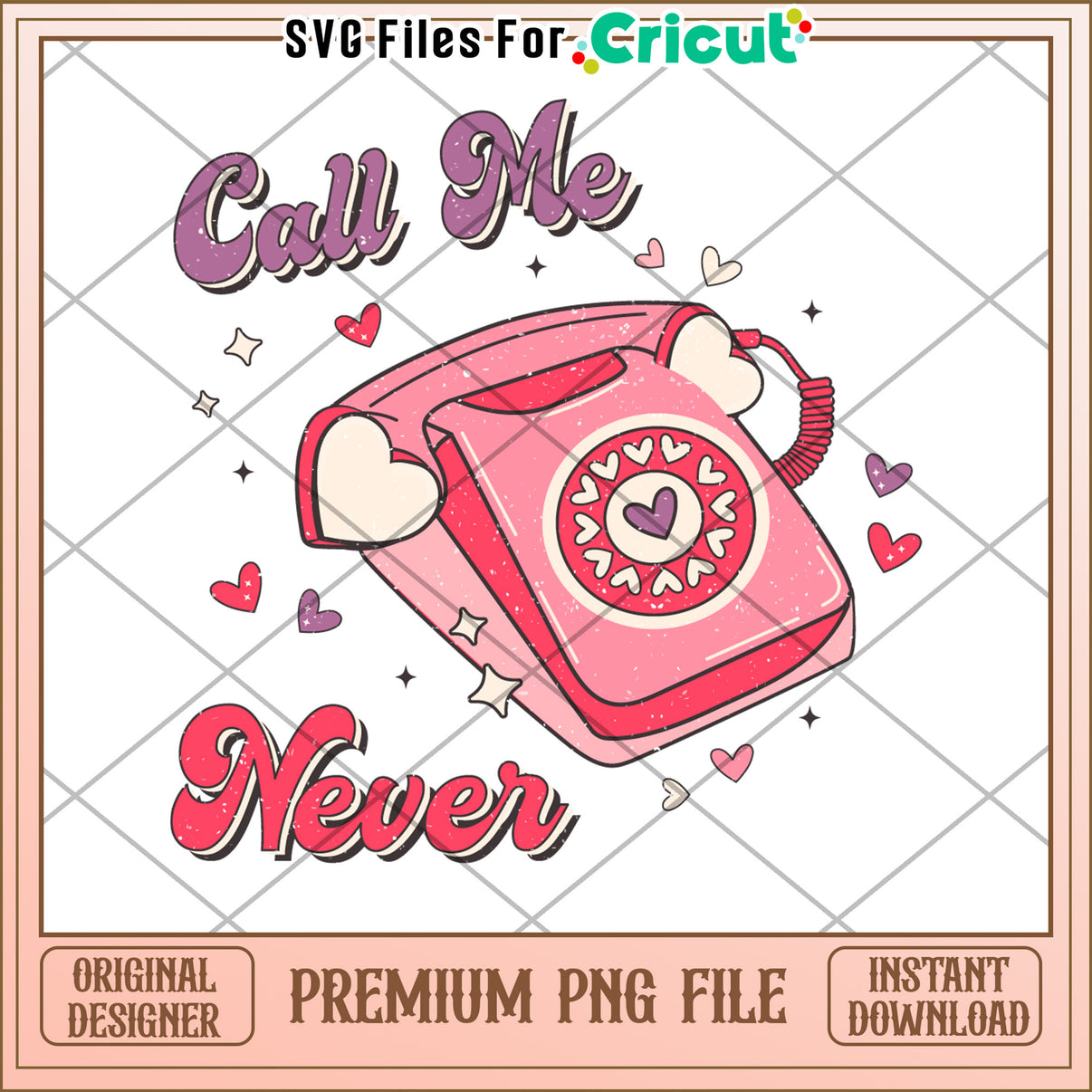 Call Me Never Retro Phone PNG – svg files for cricut