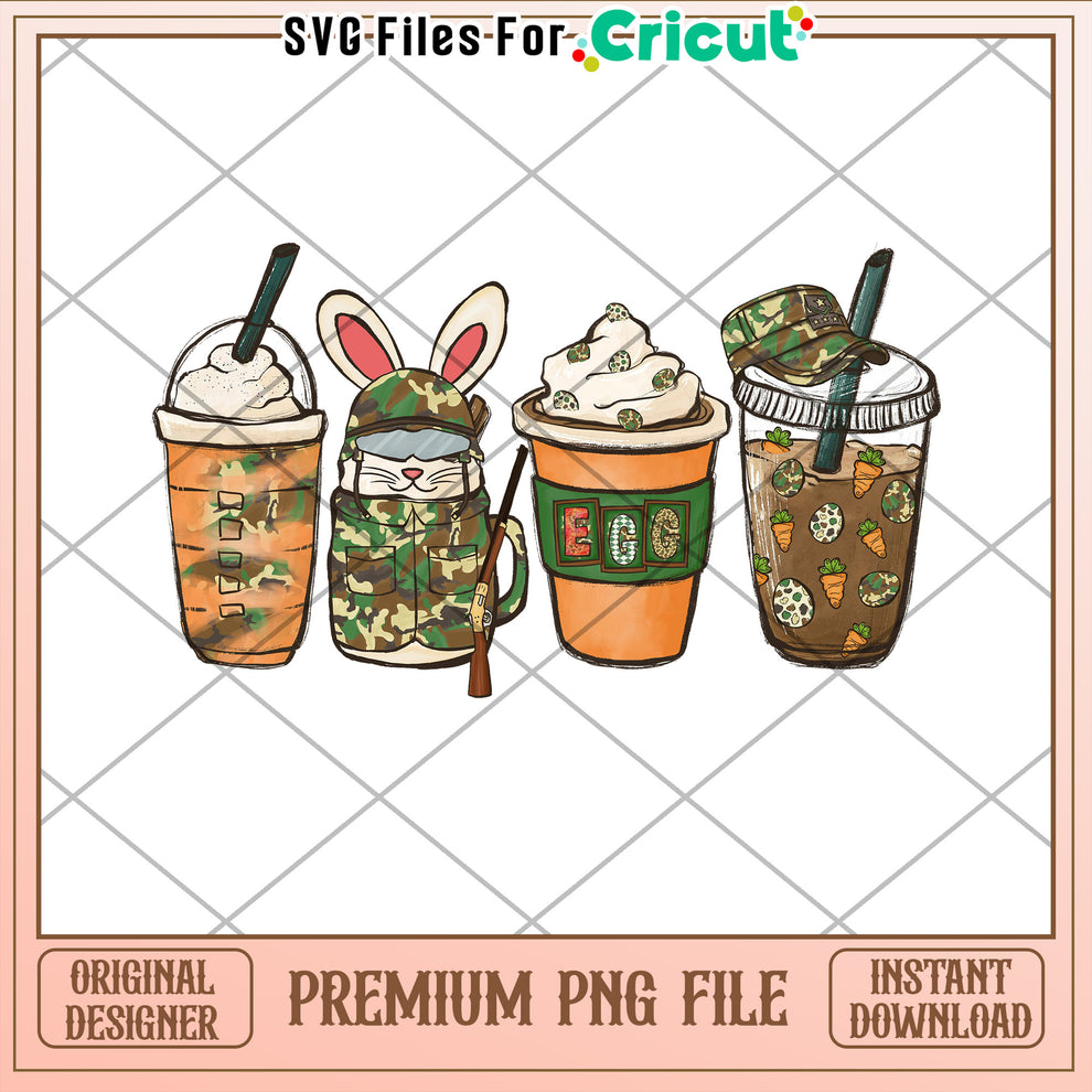 Camouflage Easter Bunny Coffee PNG – svg files for cricut
