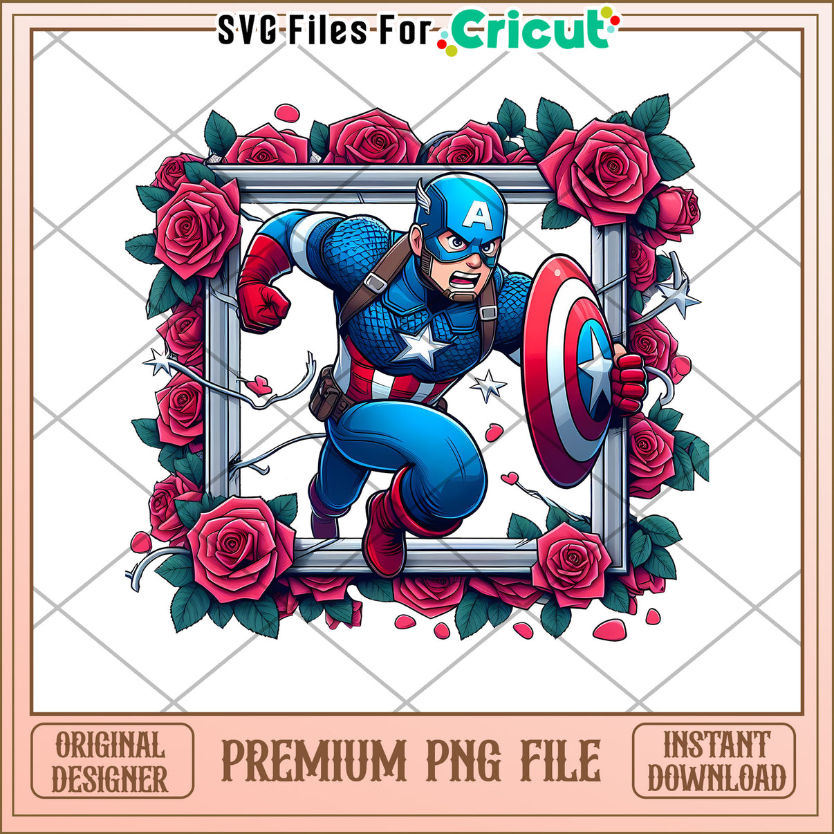 Captain America Roses PNG Sublimation – svg files for cricut