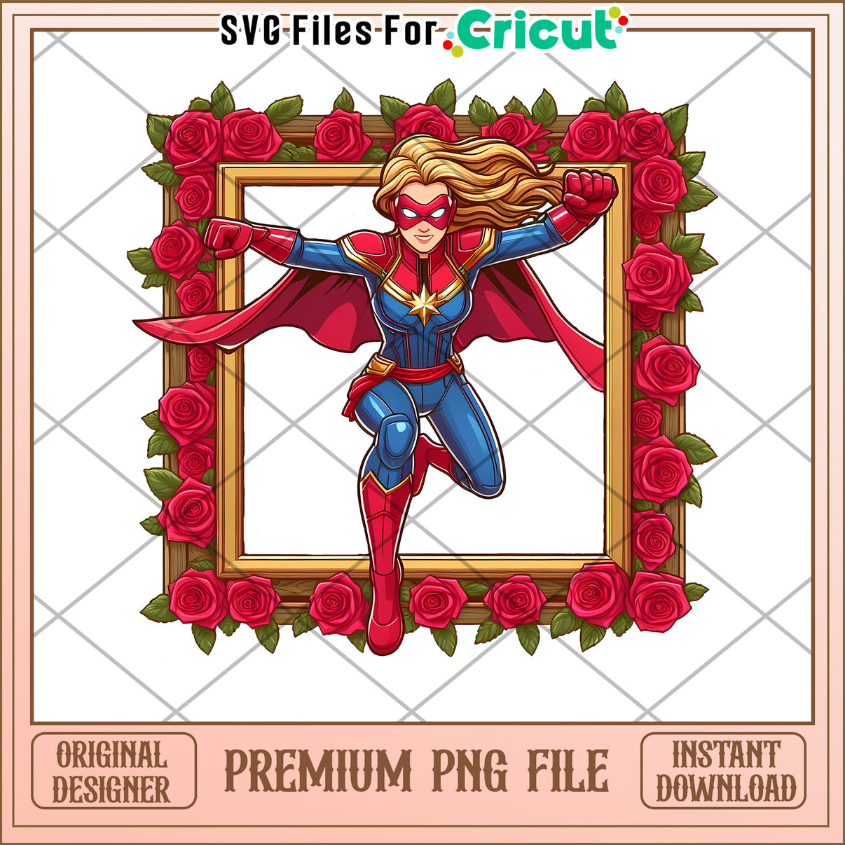Captain Marvel PNG Roses Frame – svg files for cricut
