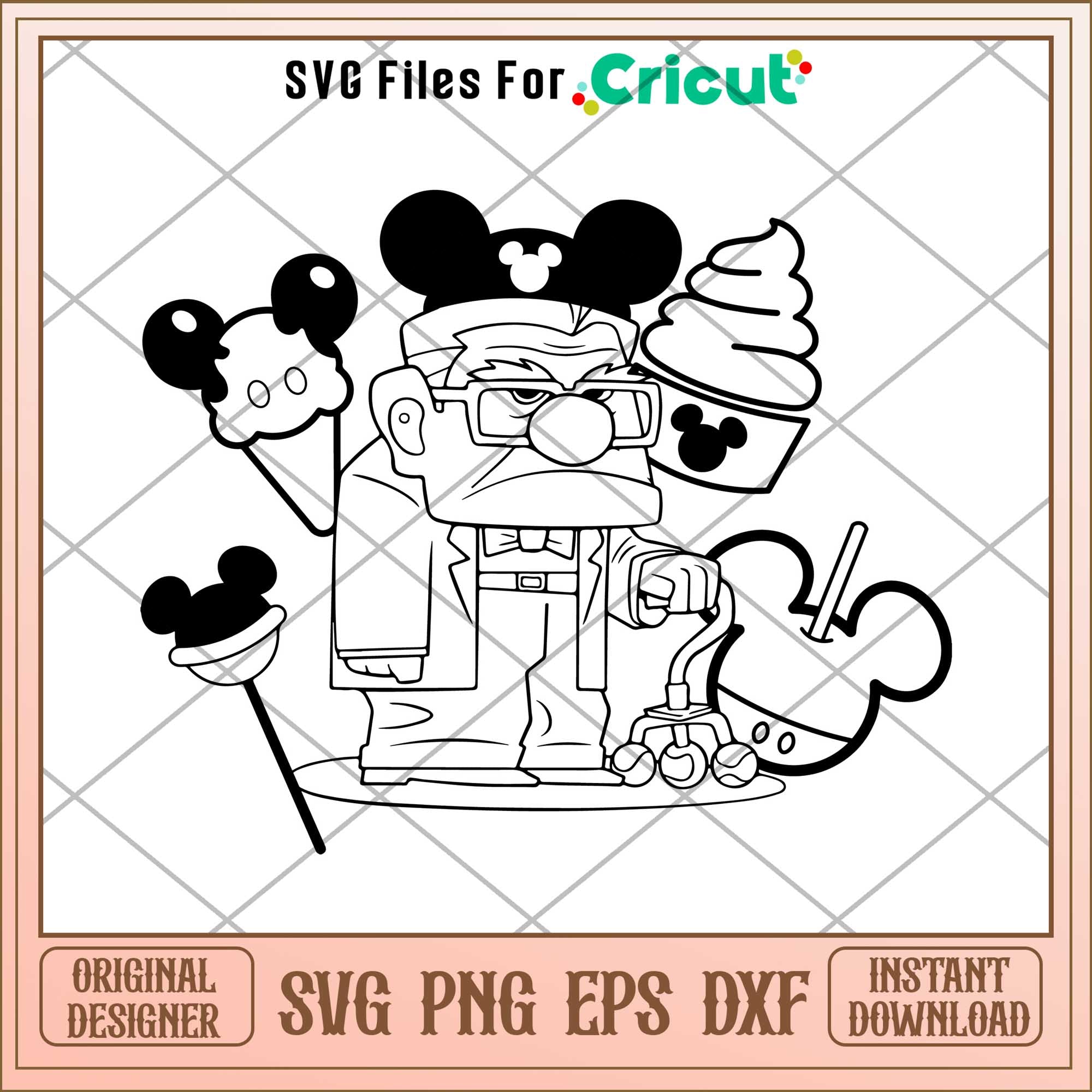 Carl fredricksen Snack Disneyland coloring Svg, up characters svg, dig ...