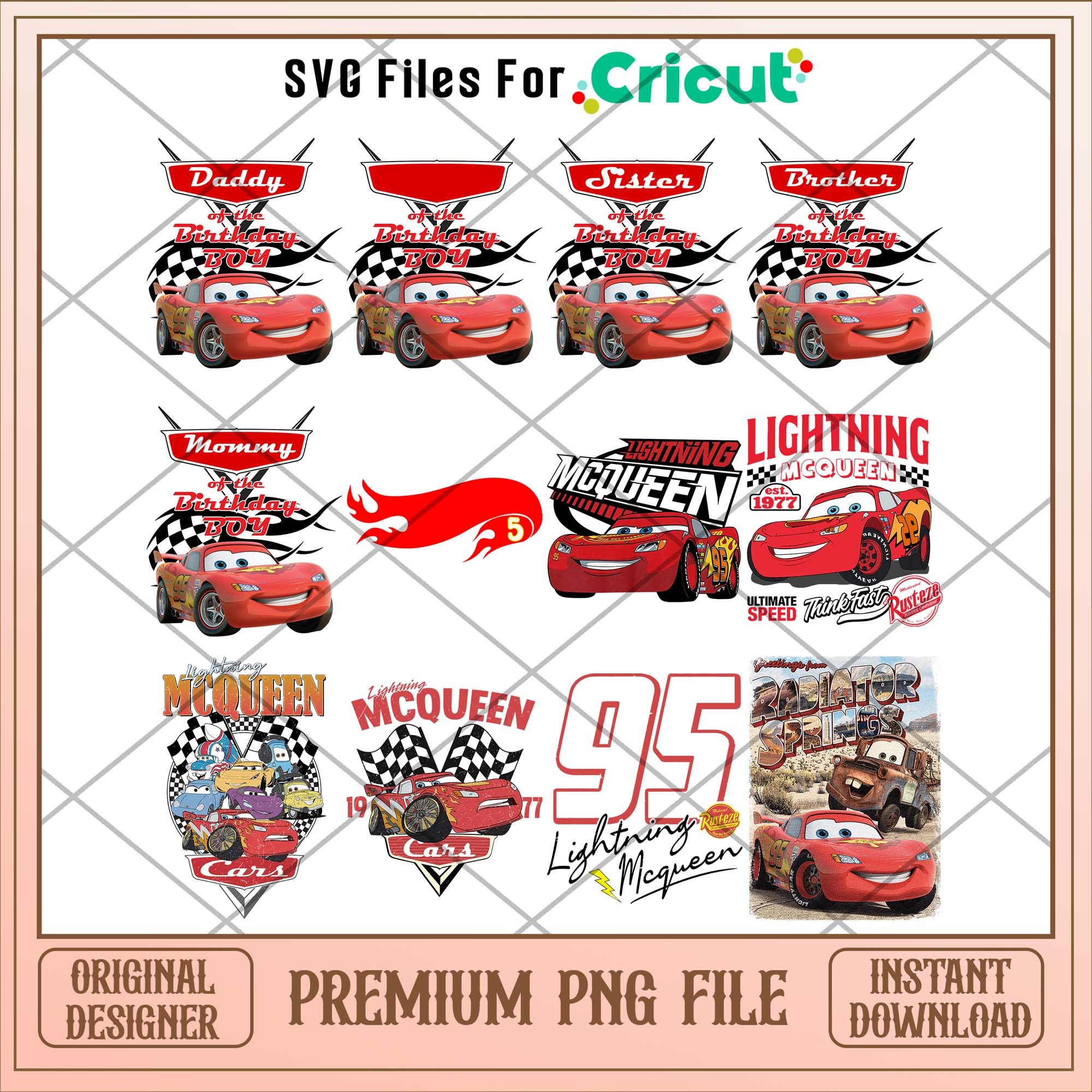 Disney Cars movie Mcqueen png bundle – svg files for cricut