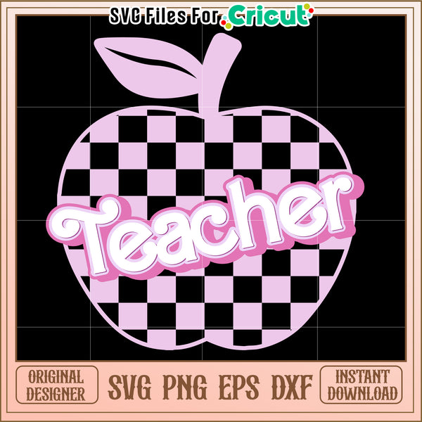 Checkered Apple Teacher SVG Design – svg files for cricut