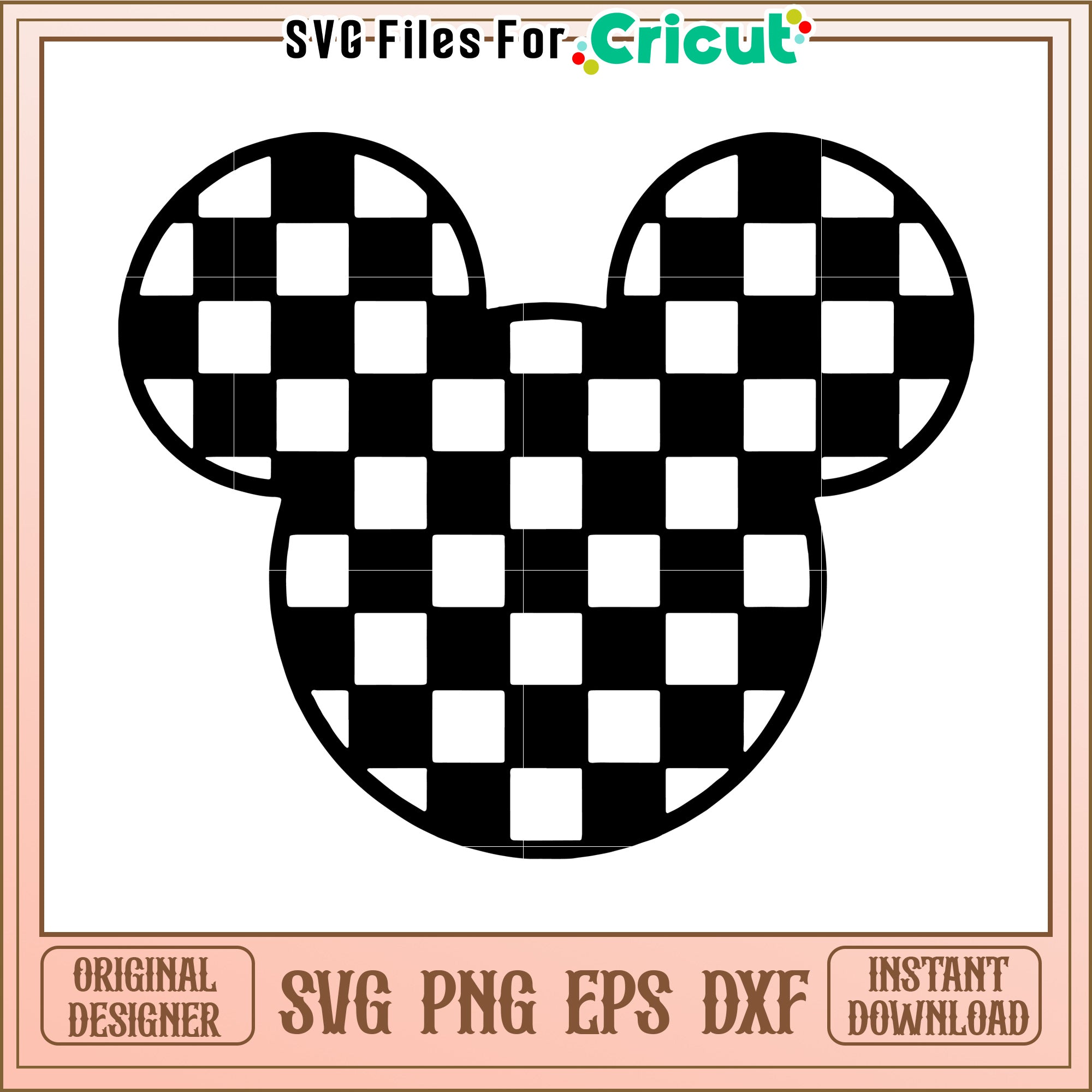 Checkered Mickey Mouse SVG Design – svg files for cricut