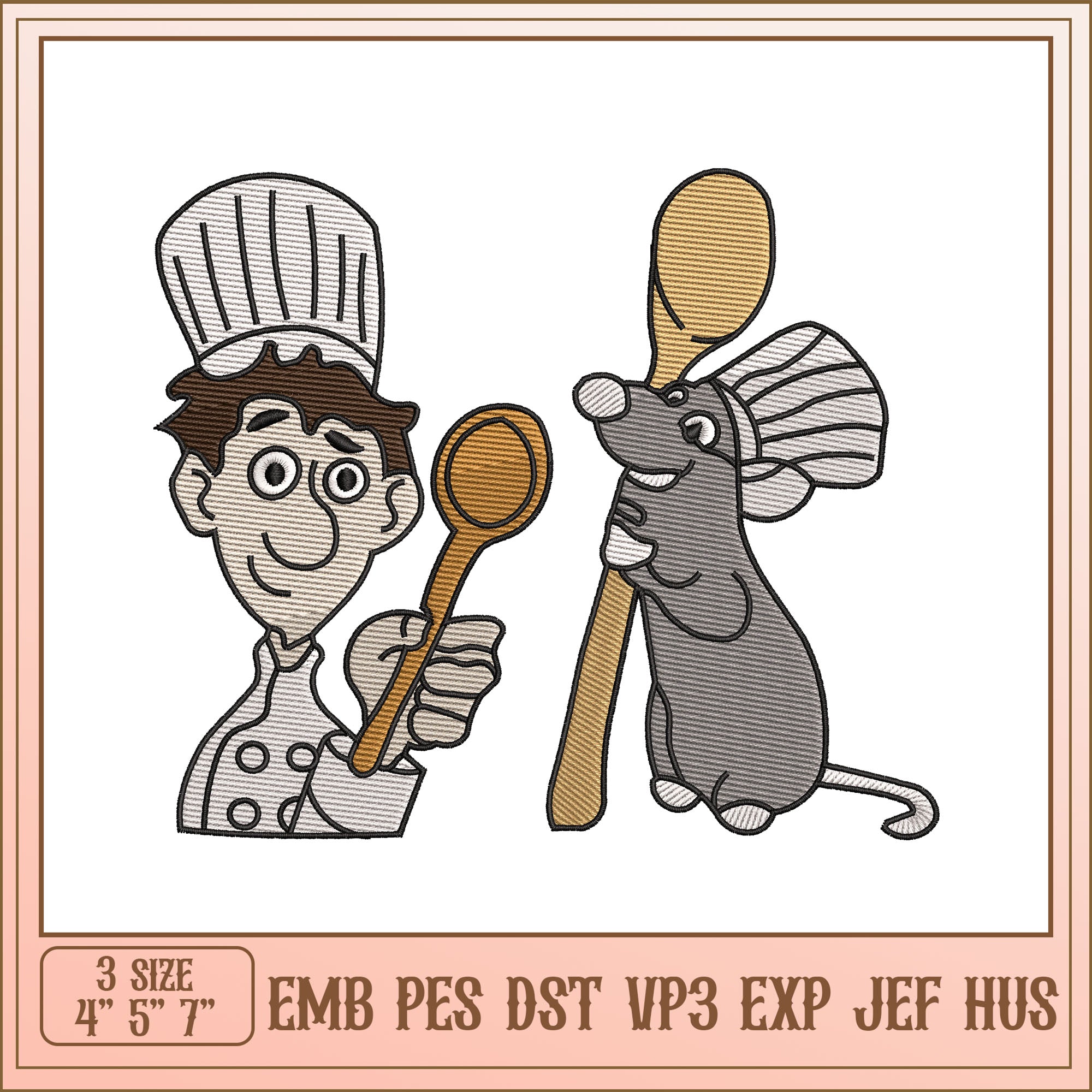 Chef Mouse Embroidery Design 3 Sizes EMB PES DST – svg files for cricut