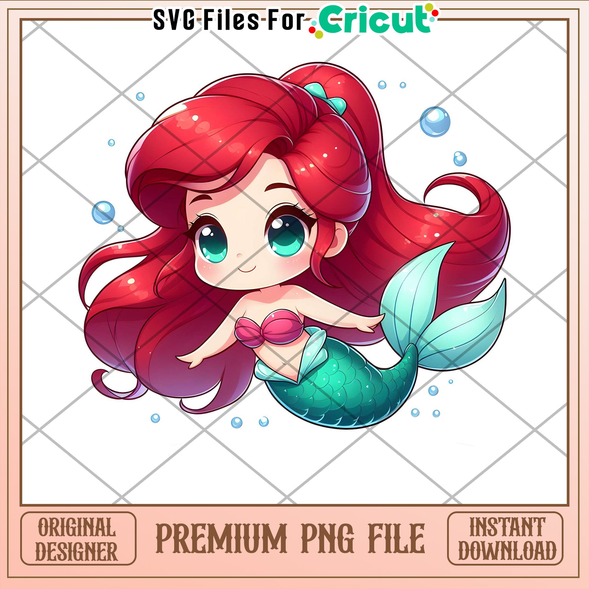 Chibi Ariel Mermaid PNG Instant Download – svg files for cricut