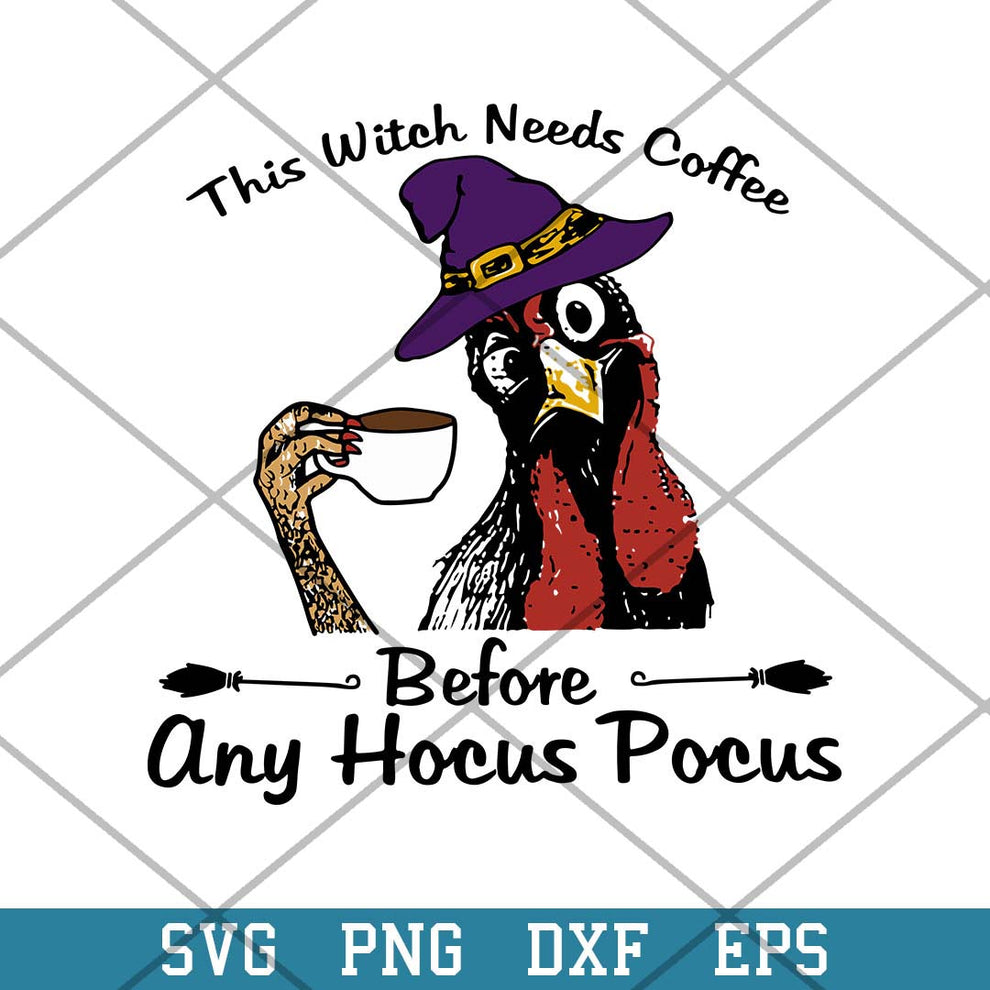 Chicken This Witch Needs Coffee Svg, Halloween Svg-Svgfilesforcricut ...