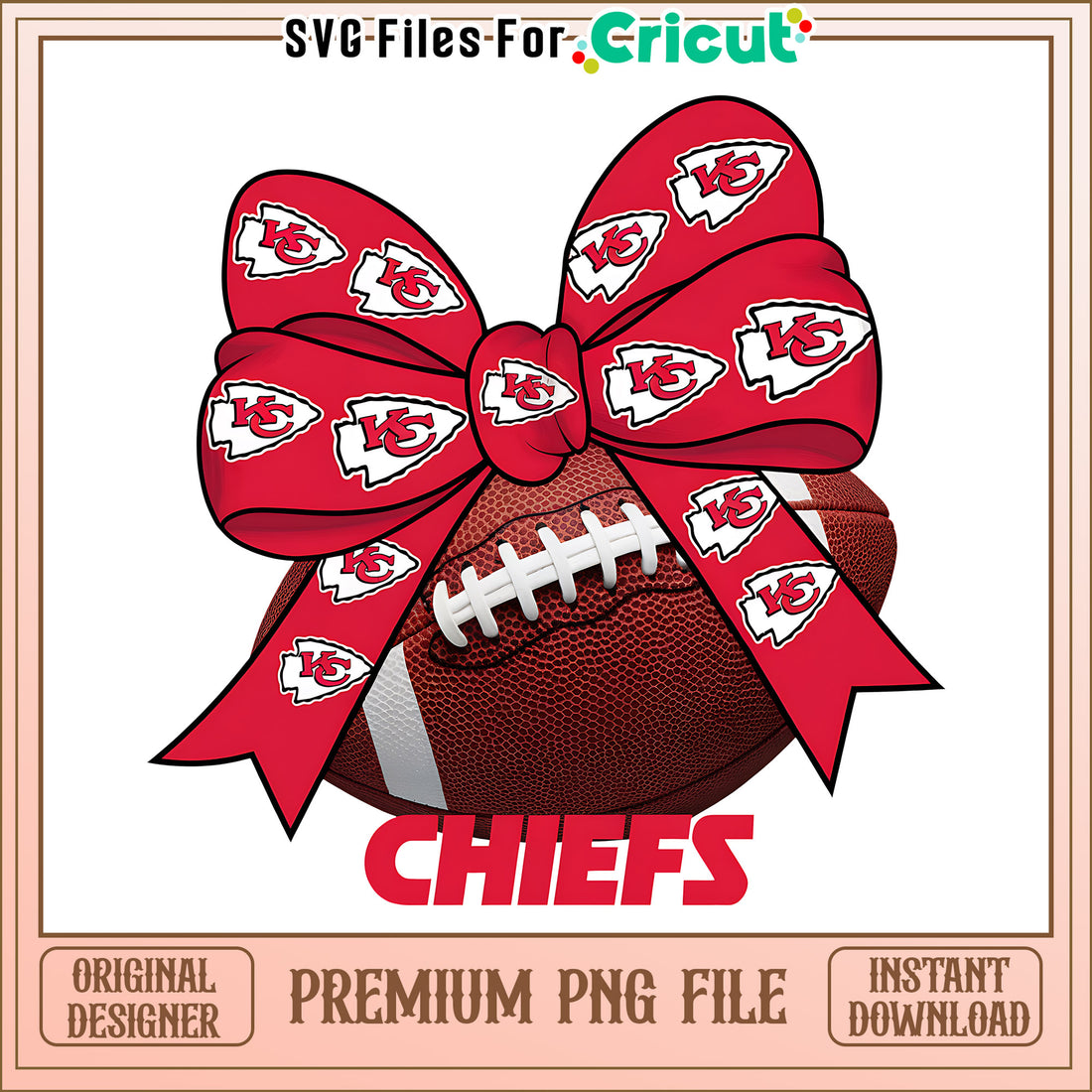 Chiefs rugby ball and bow png, Kansas City Chiefs png, NFL png – svg ...
