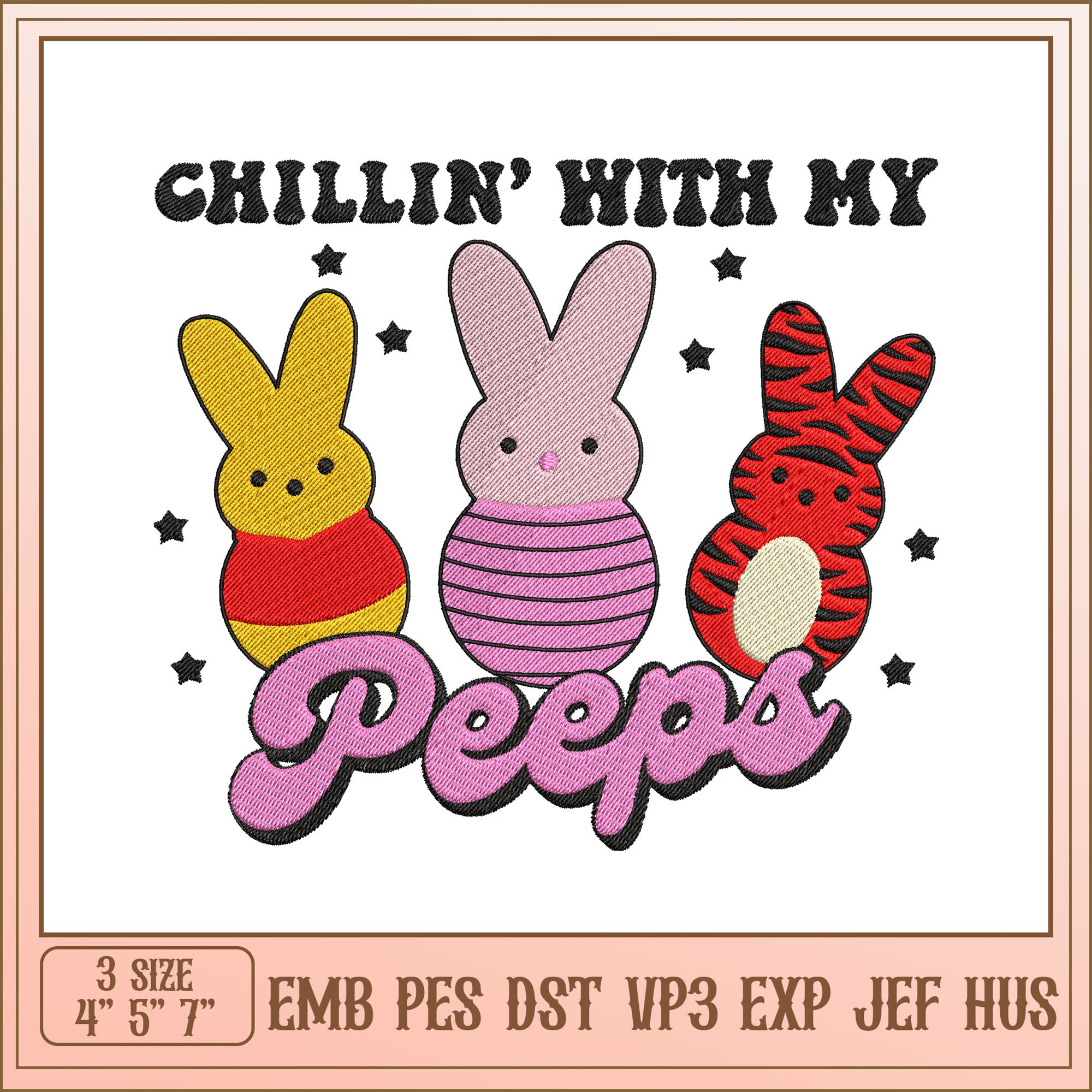 Chillin with My Peeps Embroidery Design for Fun Projects – svg files ...