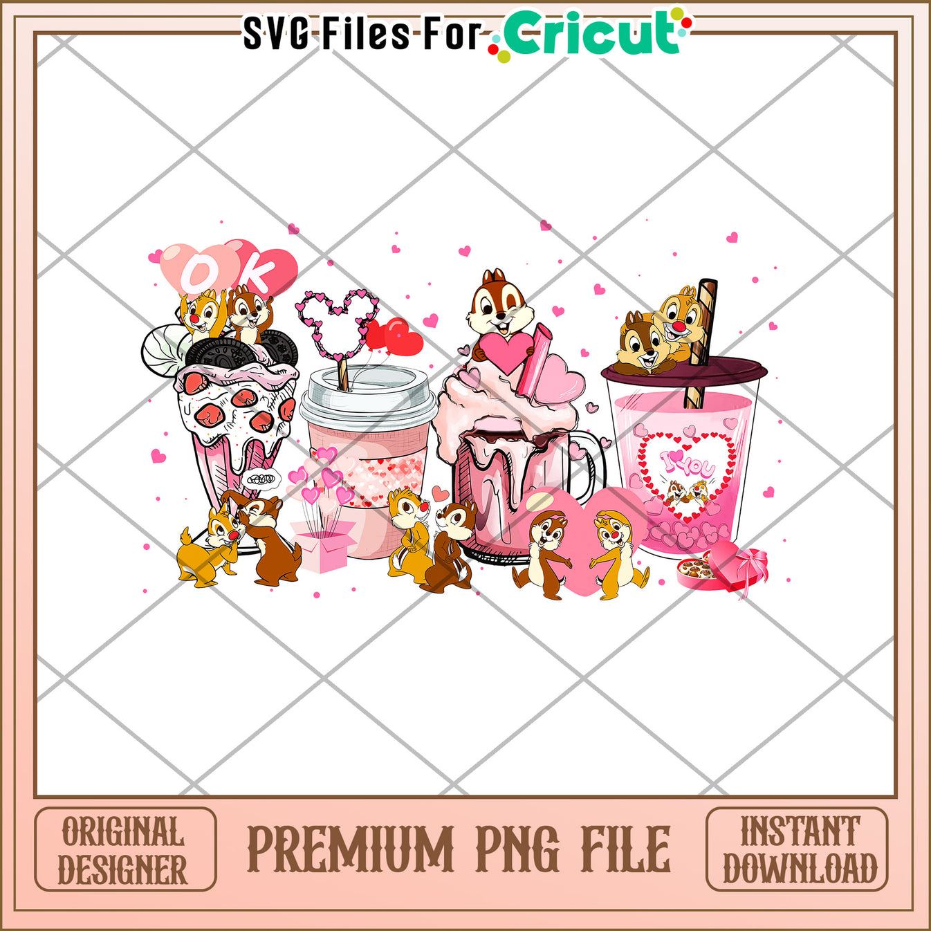 Chipmunk Valentine PNG Cute Dessert Design – svg files for cricut