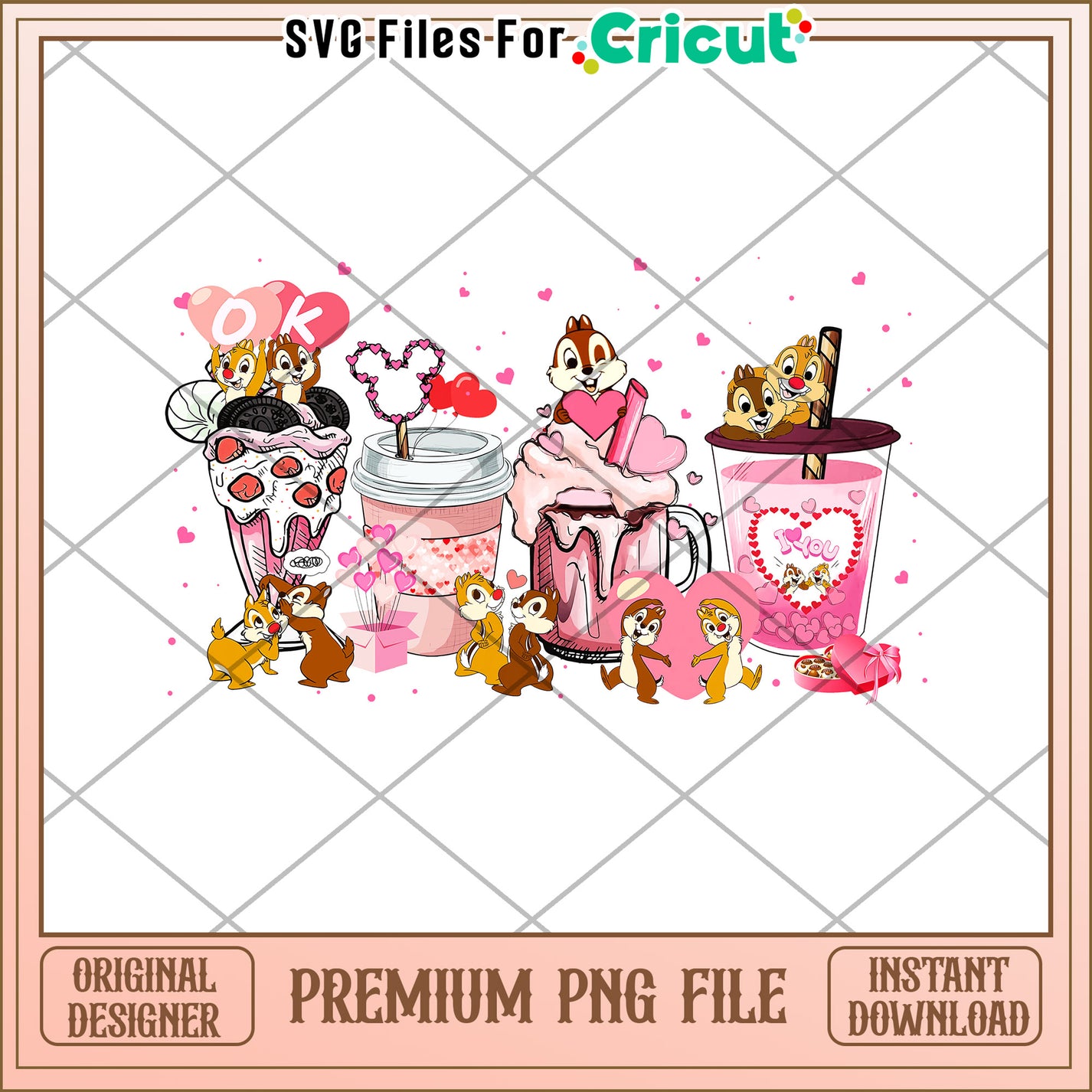 Chipmunk Valentine PNG Cute Dessert Design – svg files for cricut