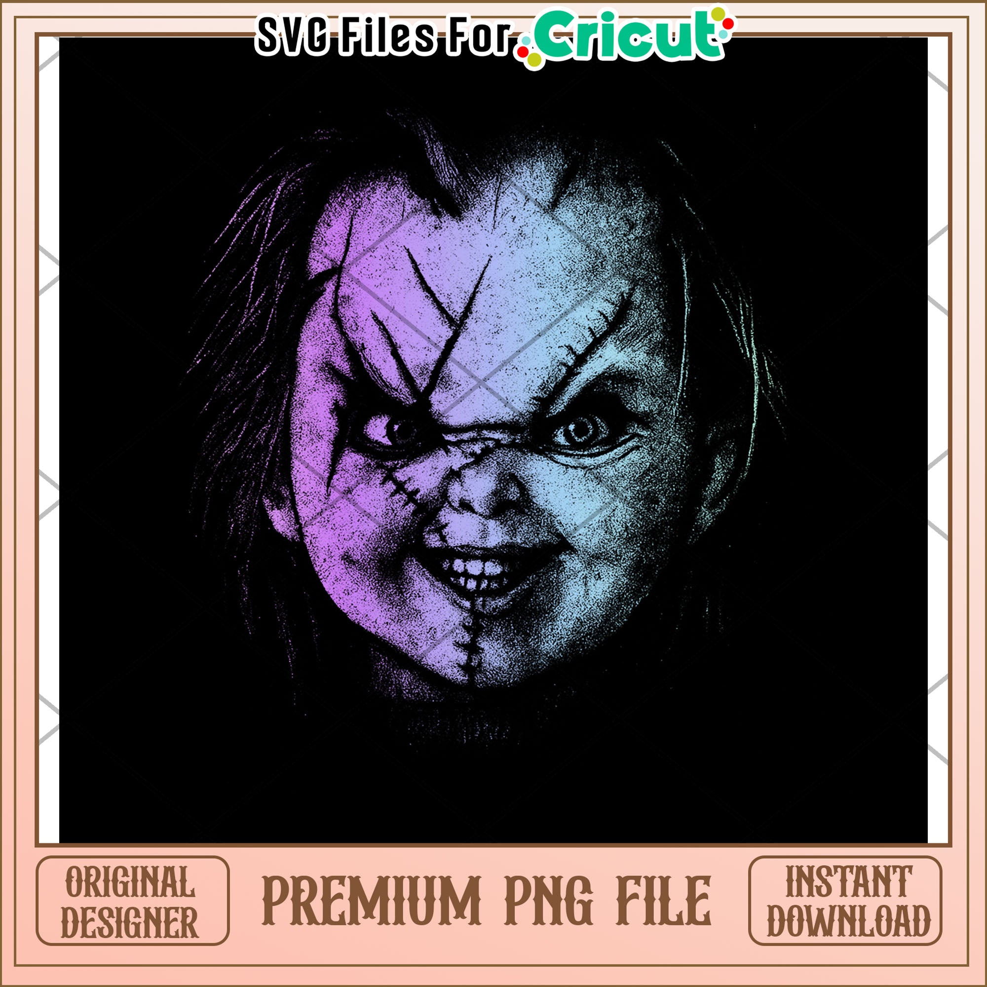 Chucky neon design png, halloween cartoon png, halloween nightmare png ...