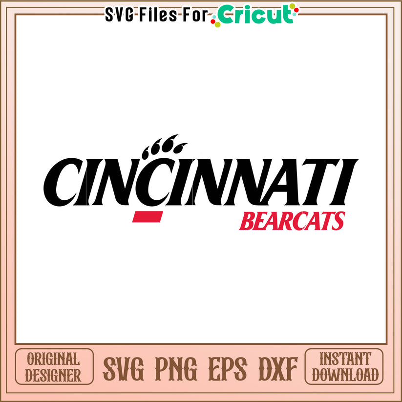Cincinnati Bearcats SVG File for Cricut, Perfect for Sports Crafts and ...