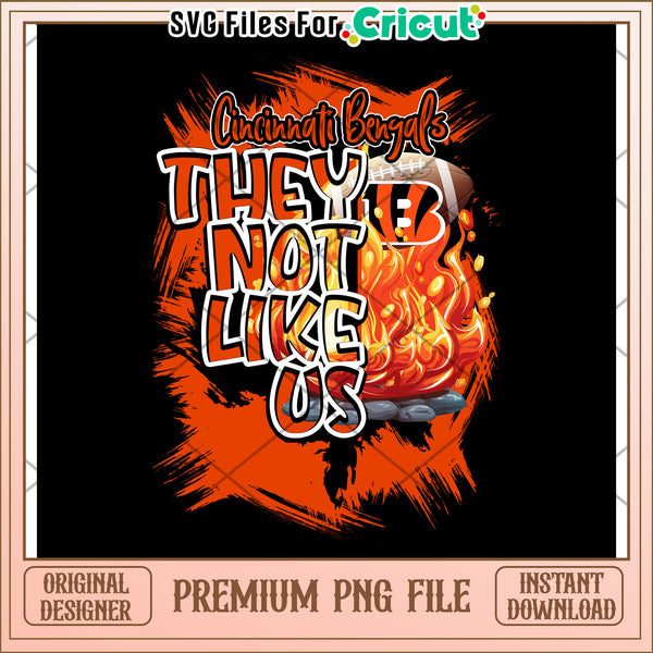 Cincinnati Bengals design for Cricut, fiery football artwork PNG – svg ...