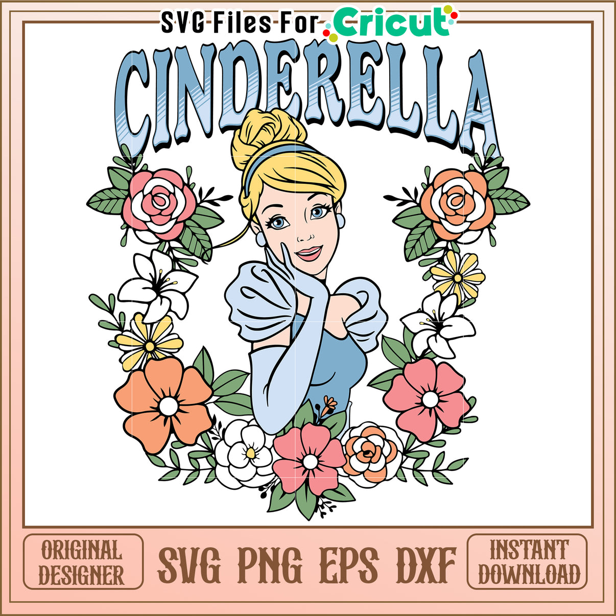 Cinderella SVG PNG EPS DXF Floral Design – svg files for cricut